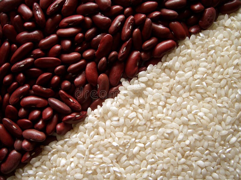 Judías Rojas Y Arroz Blanco Imagen de archivo - Imagen de dieta, germen ...