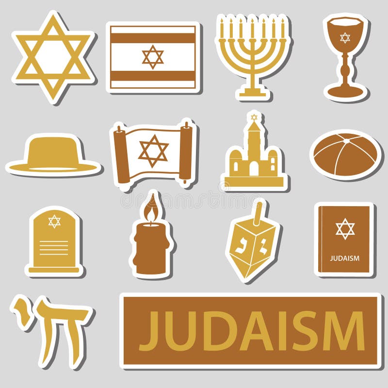 Judaism Religion Symbols Set of Stickers Eps10 Stock Vector ...