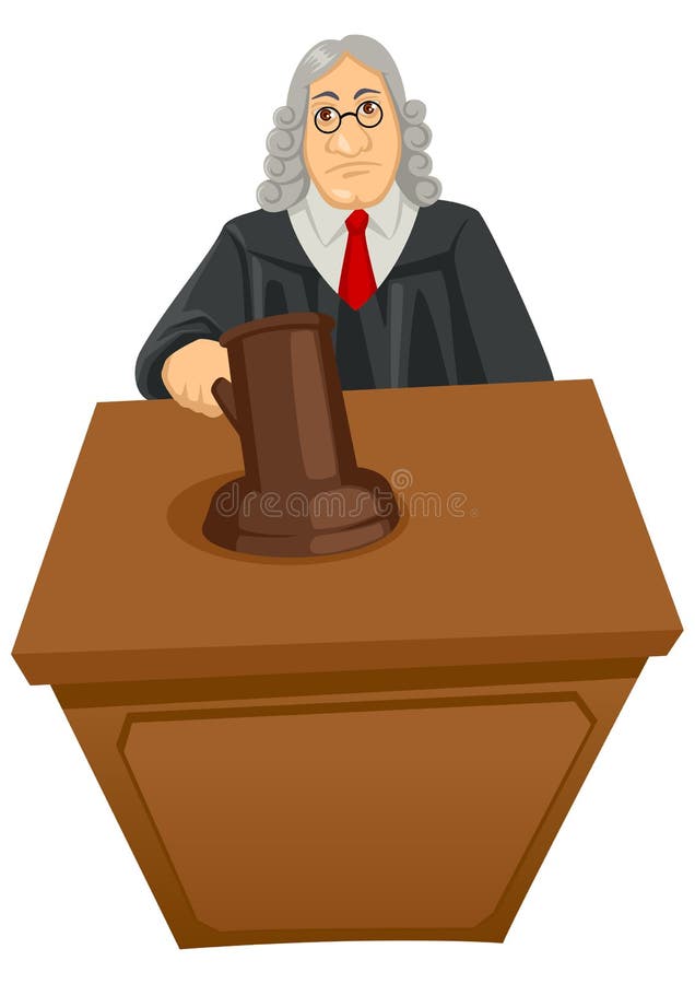 Cartoon Judge with a Gavel and Law Book Stock Vector - Illustration of ...