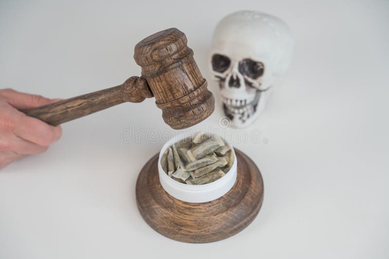 Judge Bangs Gavel. Chewing Tobacco Ban. Stock Image - Image of moist ...
