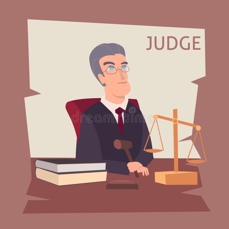 Judge cartoon illustration stock vector. Illustration of justice - 64943489