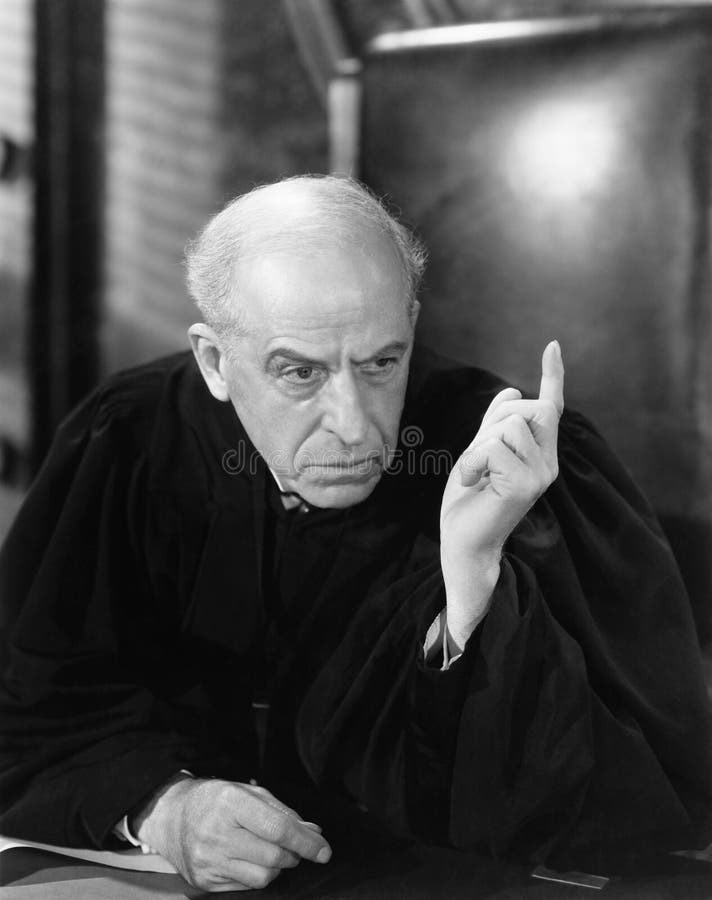 Judge in a Courtroom Pointing His Finger Up Stock Image - Image of 6570 ...