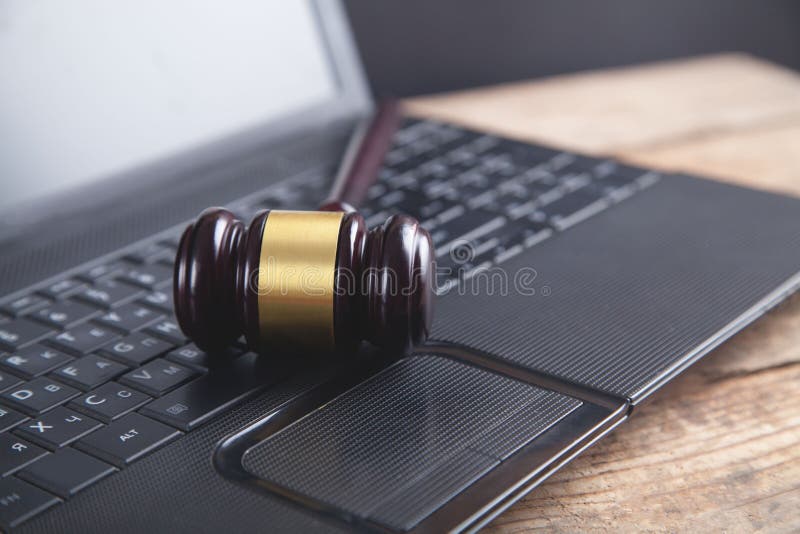 Judge Gavel with Computer. Concept of Internet Crime Stock Image ...