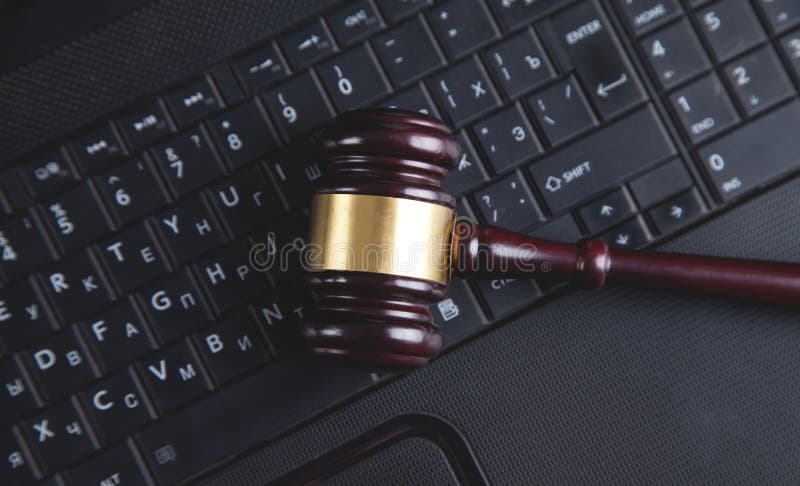 Judge Gavel with Computer. Concept of Internet Crime Stock Image ...