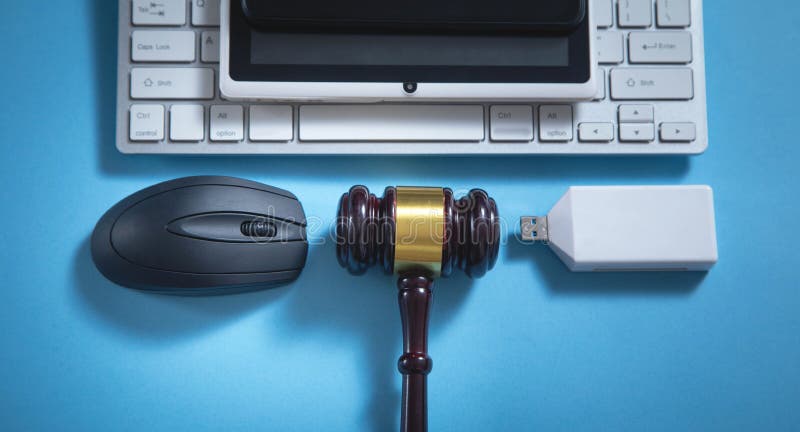 Judge Gavel with a Computer Keyboard, Tablet Stock Photo - Image of ...