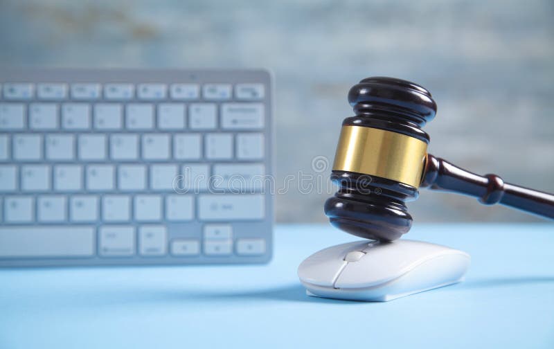 Judge Gavel with a Computer Mouse and Keyboard Stock Photo - Image of ...