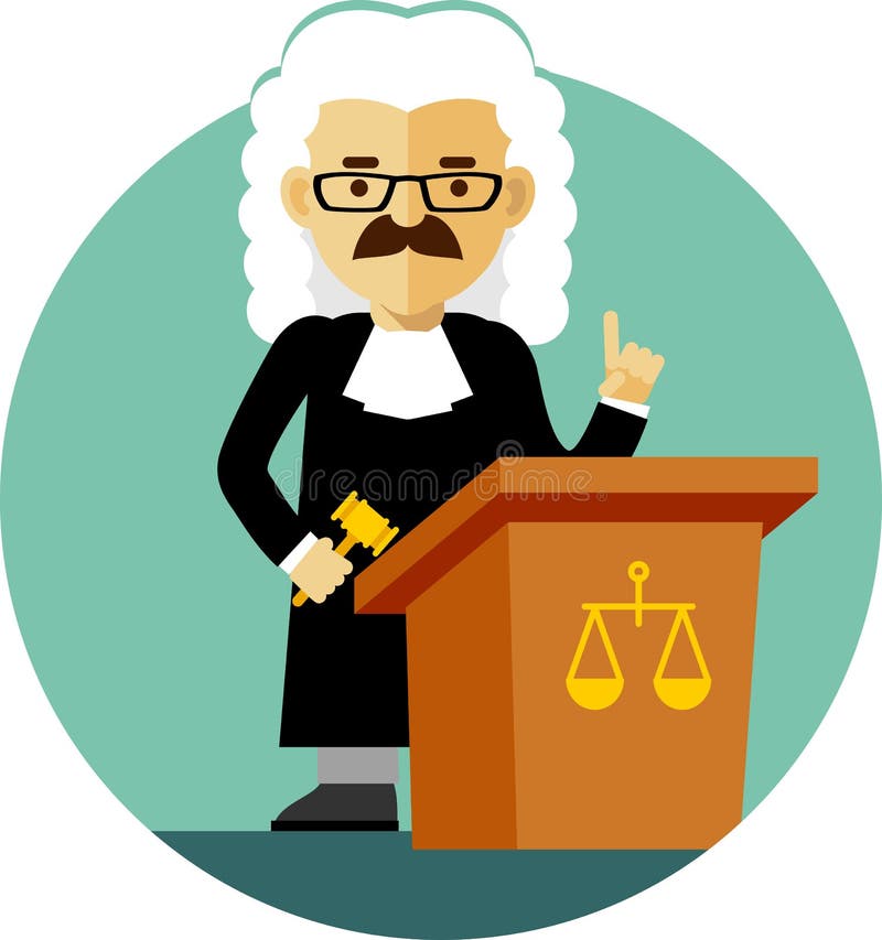 Judge with Gavel in Flat Style Stock Vector - Illustration of isolated ...