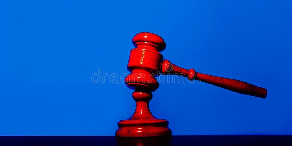 A Judge Gavel in Front of a Blue Screen Stock Illustration ...
