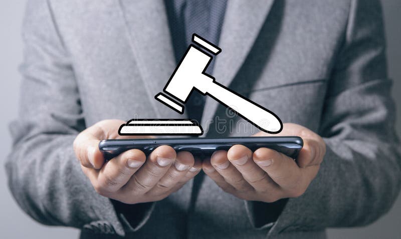 Judge Gavel Icon. Man Holding in His Hand Stock Image - Image of crime ...