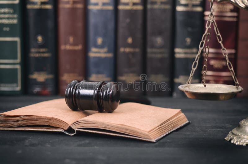 Judge Gavel, Law Book And Scales Of Justice On A Black Wooden ... Judge Gavel, Law Book And Scales Of Justice On A Black Wooden ...