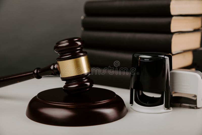 Judge Gavel and Notary Stamp on a Desktop Stock Image - Image of stamp ...