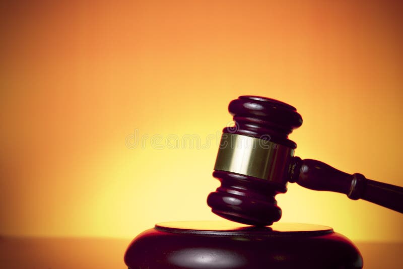 Judge Gavel on Orange Background Stock Photo - Image of government ...