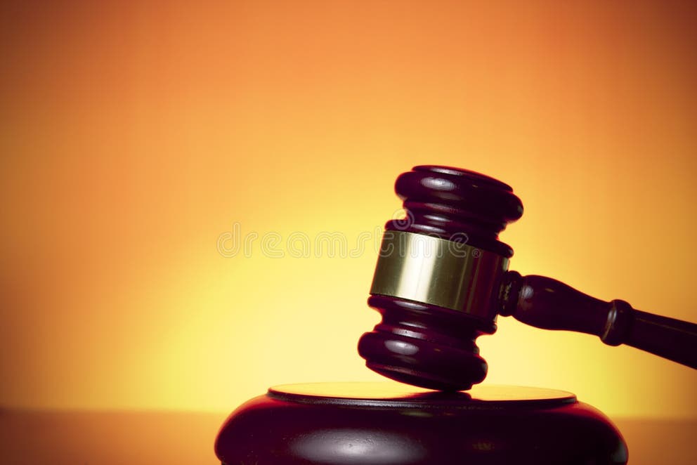 Judge Gavel on Orange Background Stock Photo - Image of government ...