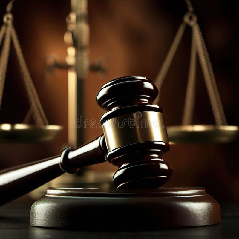 Judge Gavel on Table with Generative AI Stock Illustration ...