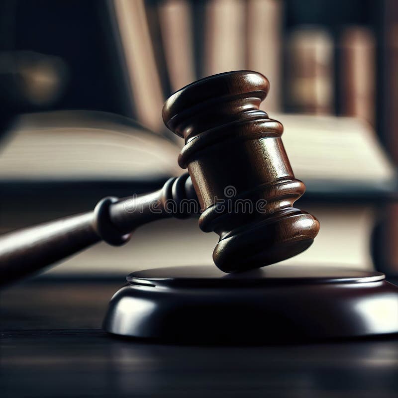 Judge Gavel on Table with Generative AI Stock Illustration ...