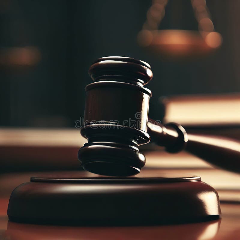 Judge Gavel on Table with Generative AI Stock Illustration ...