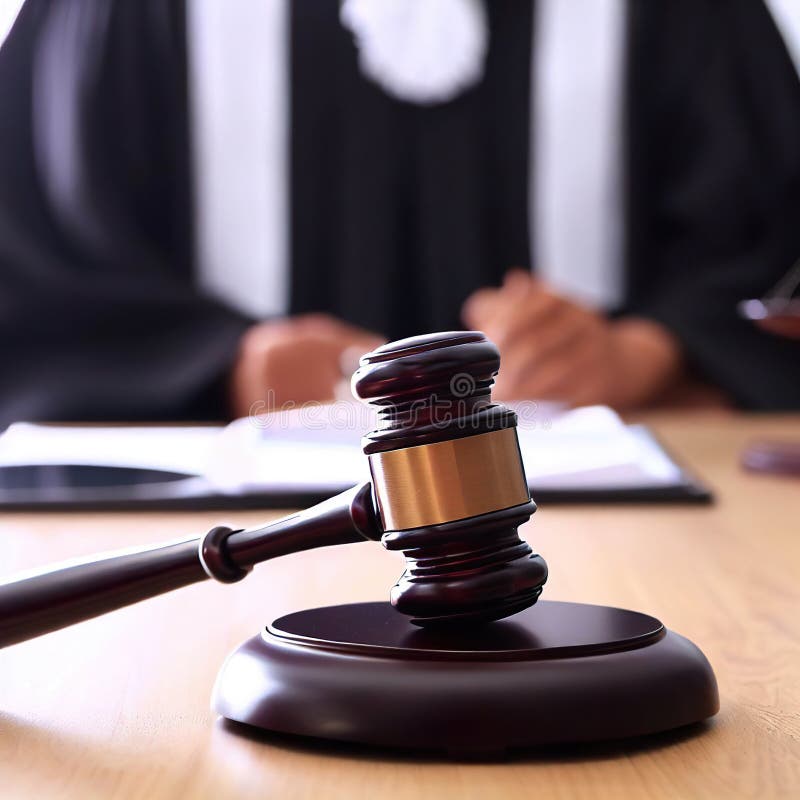 Judge Gavel on Table with Generative AI Stock Illustration ...