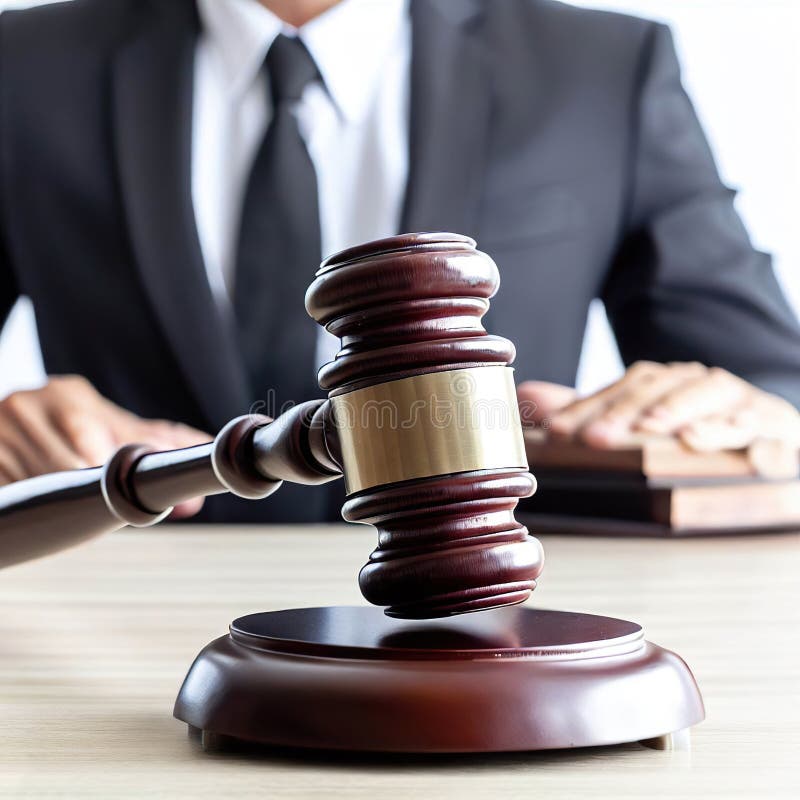 Judge Gavel on Table with Generative AI Stock Illustration ...