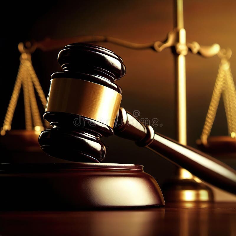 Judge Gavel on Table with Generative AI Stock Illustration ...