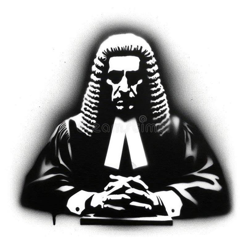 Judge Graffiti Stencil-art Style,black Over White Stock Illustration ...