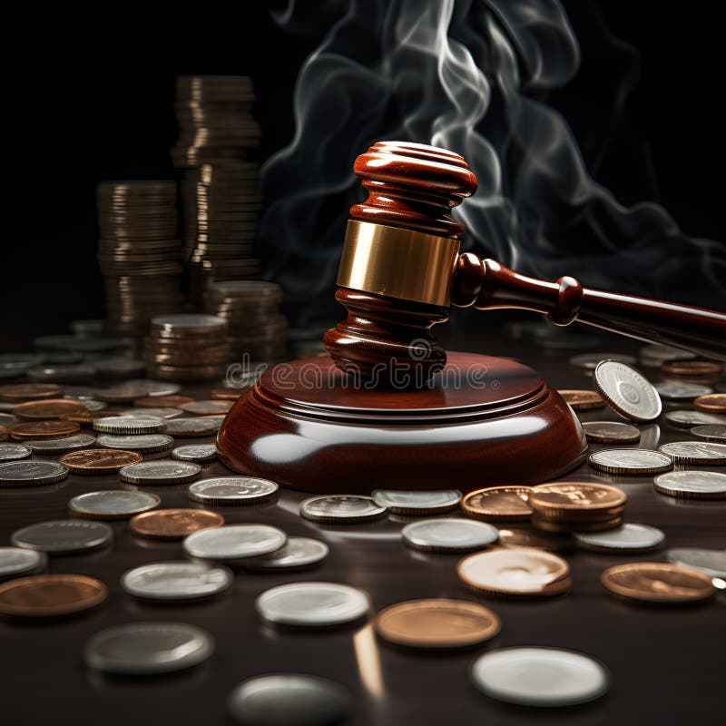 Judge Hammer and Gavel Coins, Ai Generative Stock Illustration ...