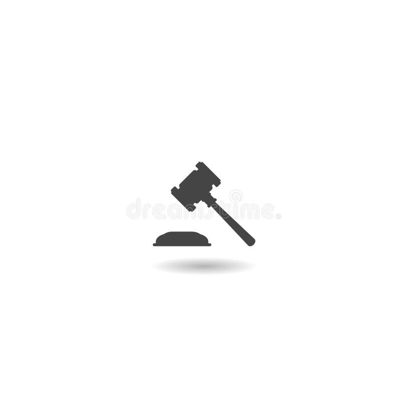 Judge Hammer Icon with Shadow Stock Vector - Illustration of symbol ...