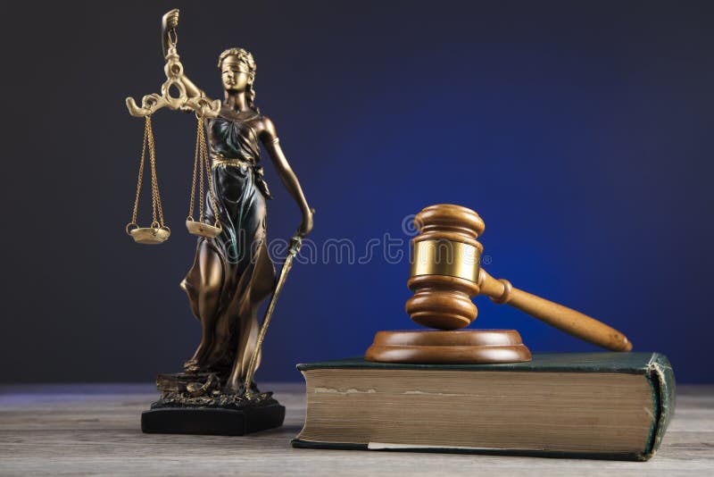 Judge Hammer with Lady Justice and Books Stock Image - Image of ...