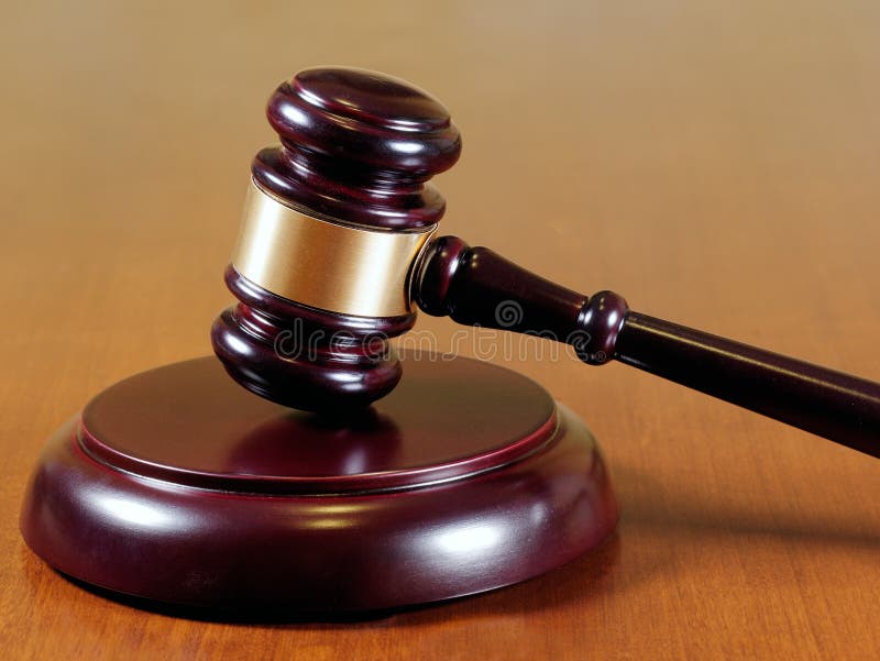 Judge Hammer on an Old Desk Stock Image - Image of legal, courtroom ...