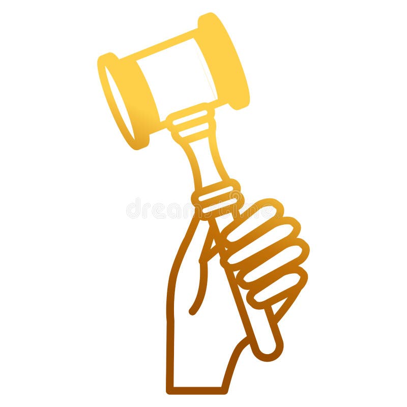 Judge Hand with Justice Hammer Stock Illustration - Illustration of ...