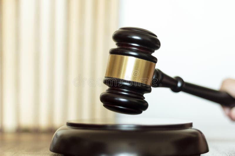 Judge Hands Hitting Gavel with House Model Stock Photo - Image of ...