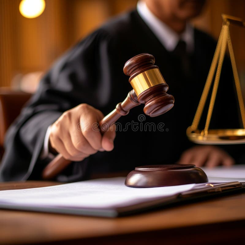 A Judge Holding Gavel in the Court Stock Illustration - Illustration of ...