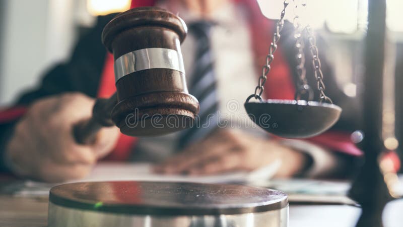 Judge Holding the Gavel in Courtroom Stock Image - Image of judgement ...
