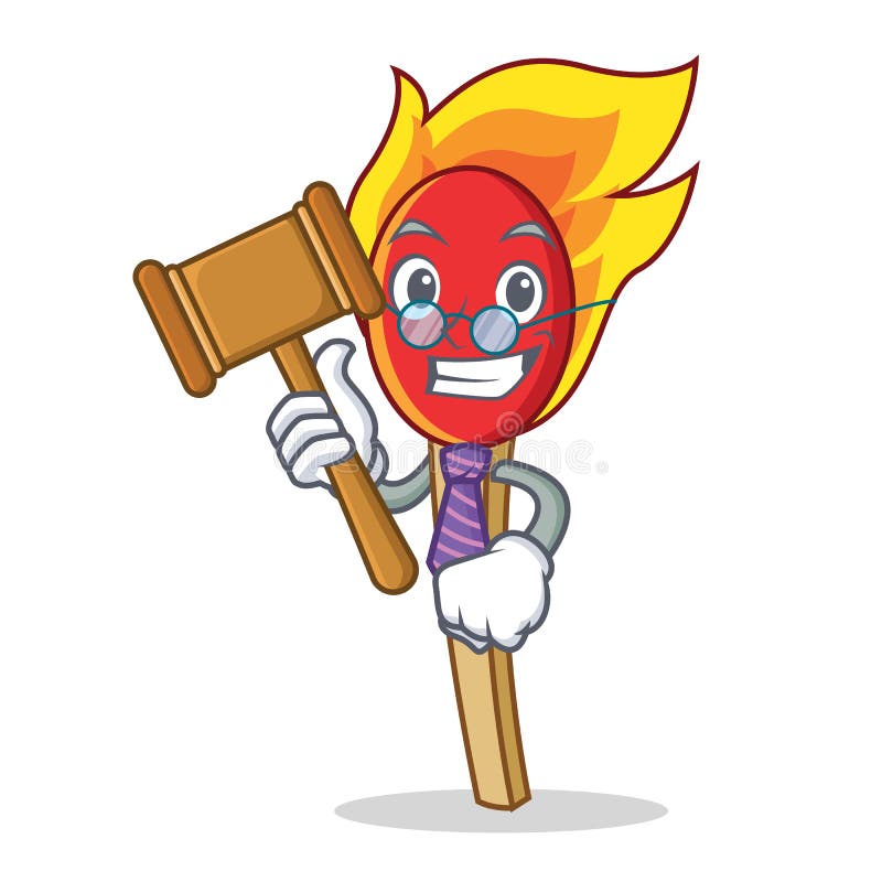 Judge Match Stick Mascot Cartoon Stock Vector - Illustration of court ...