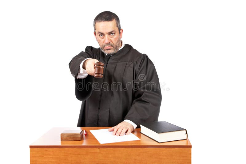 Serious Male Judge Taking Oath Stock Photo - Image of crime, legal: 8326442