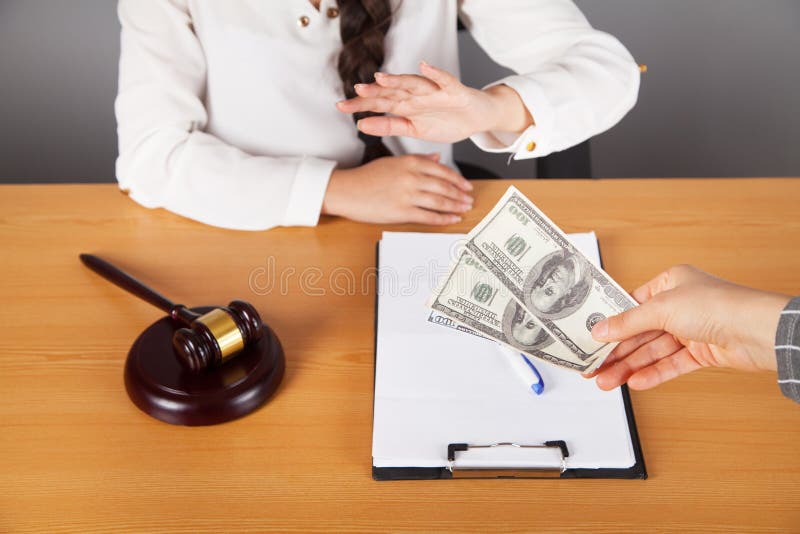 Judge Refuses To Take a Bribe. Concept of Justice Stock Image - Image ...