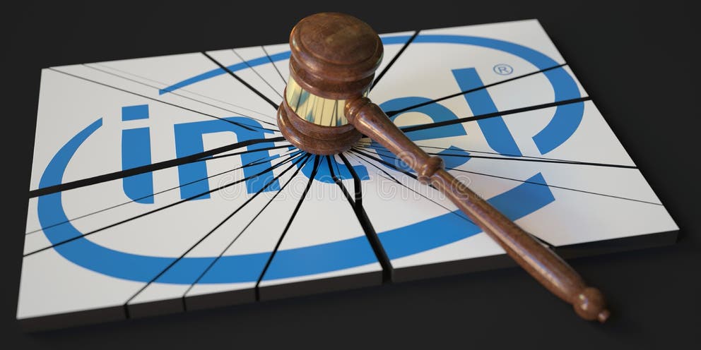 Broken Logo of INTEL and Judge S Gavel. Editorial Conceptual 3d ...