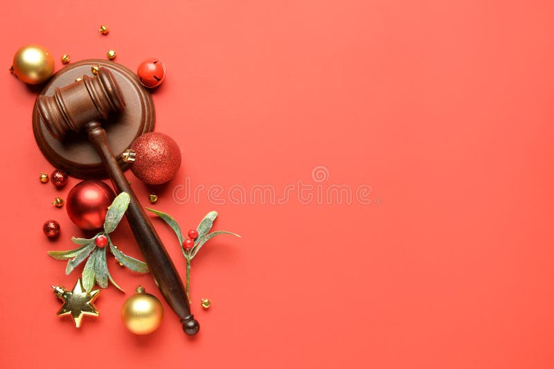Judge S Gavel and Christmas Decor on Color Background Stock Image ...