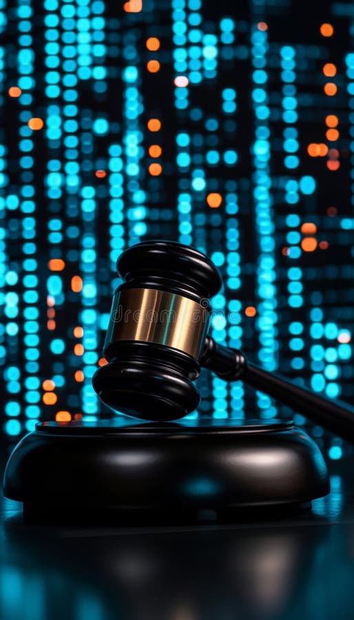 Judge S Gavel and Digital Binary Code Symbol of Law, Technology, and ...
