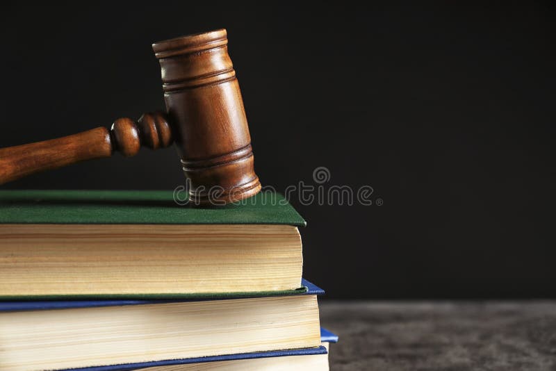 Judge`s Gavel and Stack of Books on Table. Stock Image - Image of ...