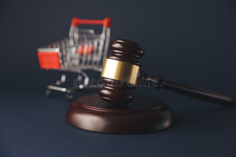 Judge S Hammer and Cart on Blue Background Stock Image - Image of ...