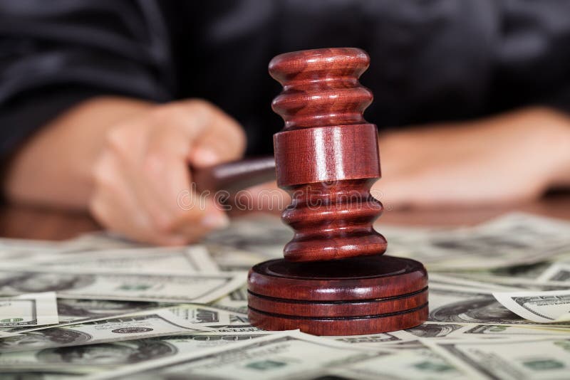 Judge Striking the Gavel stock image. Image of banknote - 35313643