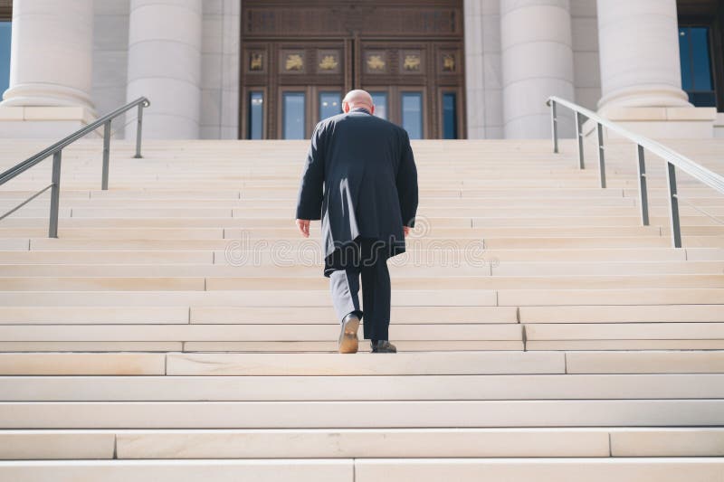 Judge Walking Up Courthouse Steps Stock Image - Image of profession ...