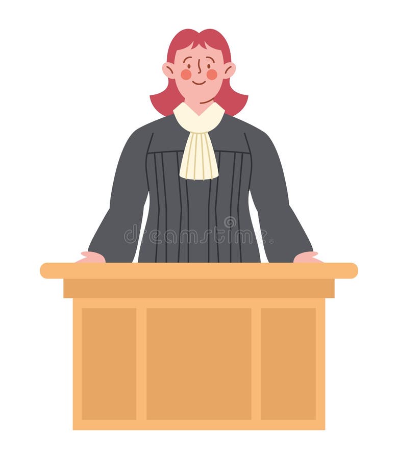 Judge Woman Behind the Podium Stock Vector - Illustration of female ...