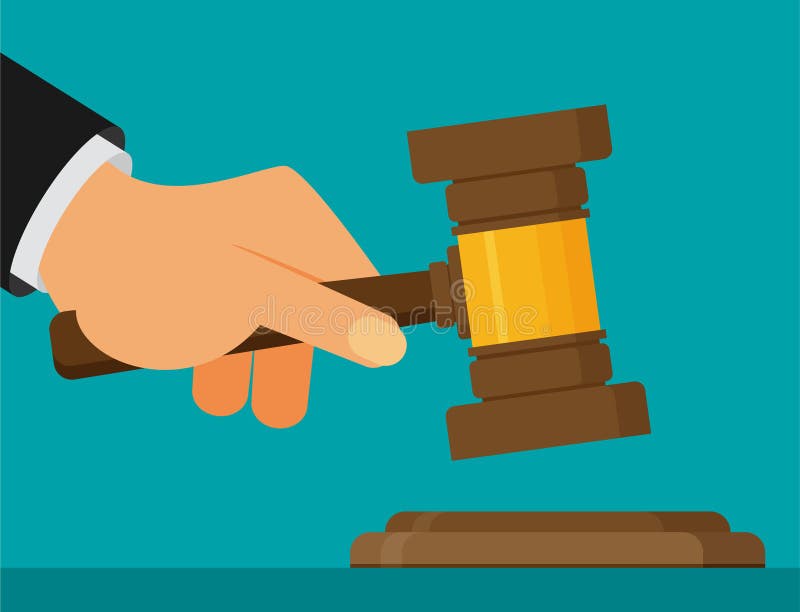 Judge Wood Hammer Vector Illustration, Flat Design Stock Vector ...