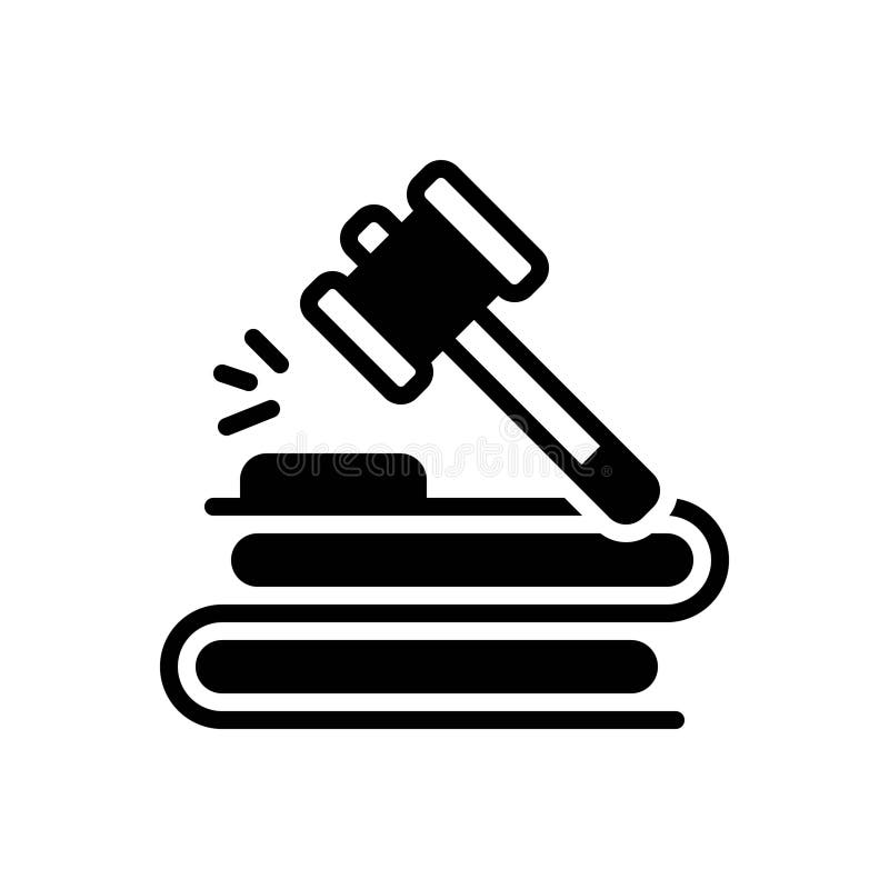 Black Solid Icon for Judgement, Gavel and Justice Stock Illustration ...