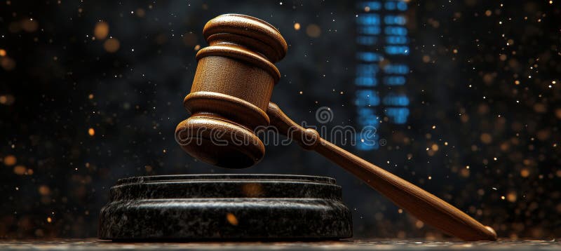 Judges Gavel on Platform, Digital Code Background. Legal Technology ...