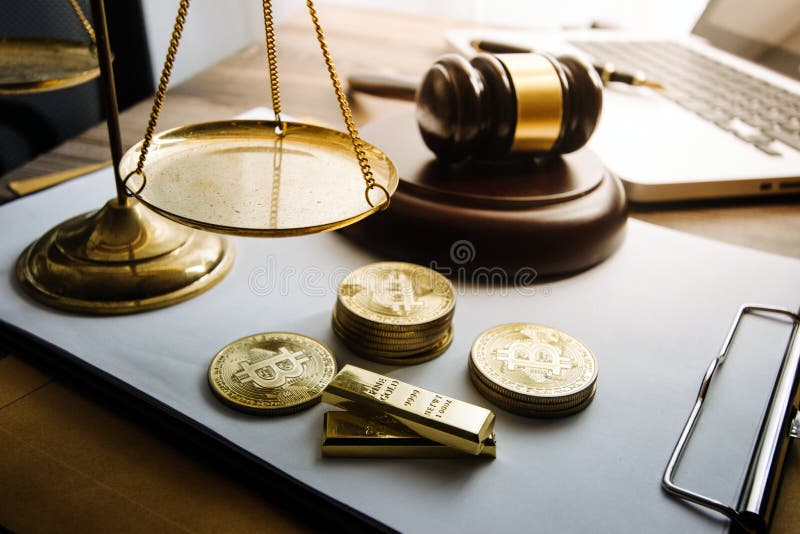 Judges Gavel and Scale of Justice on the Black Table Background in Back ...