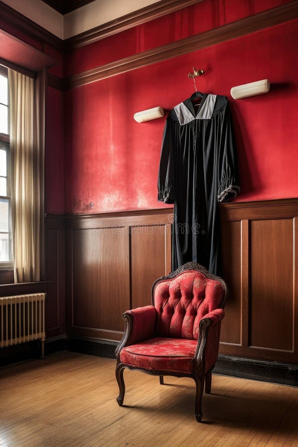 Judges Robe Hanging in a Courtroom Stock Illustration - Illustration of ...