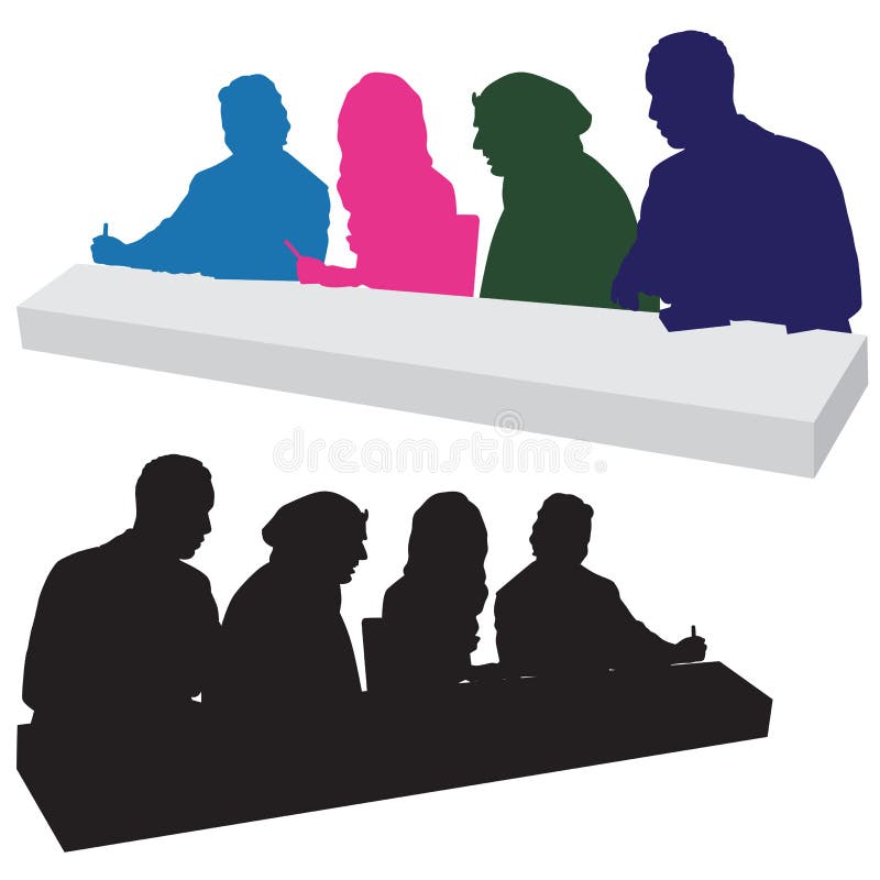 Judging Panel Silhouette stock vector. Illustration of table - 50619783