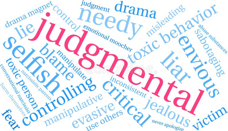 Judgmental Word Cloud stock illustration. Illustration of manipulative ...